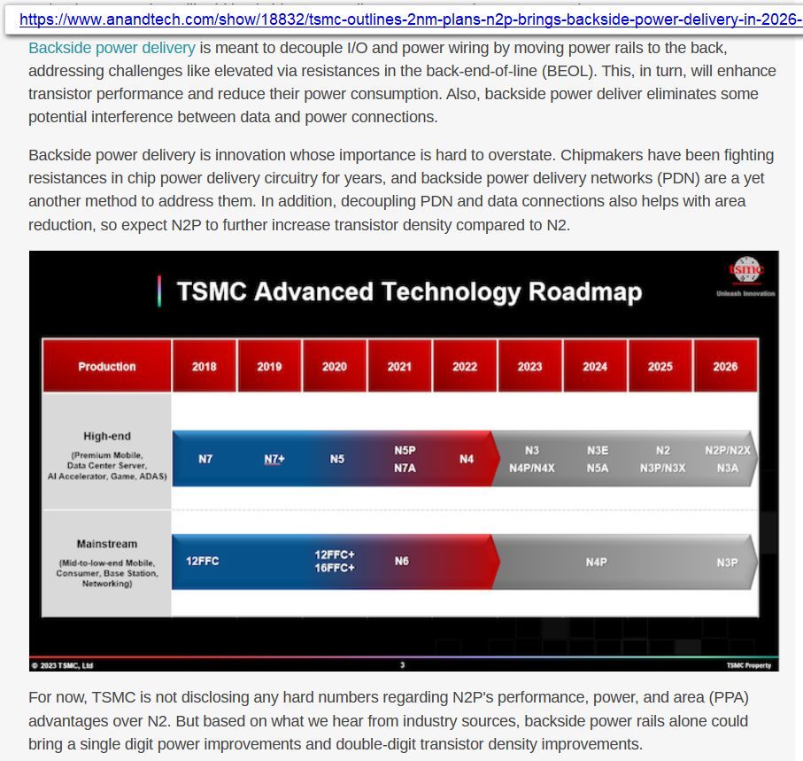 OGAWA, Tadashi on Twitter: "=> "TSMC Outlines 2nm Plans: N2P Brings Backside Power Delivery in ...
