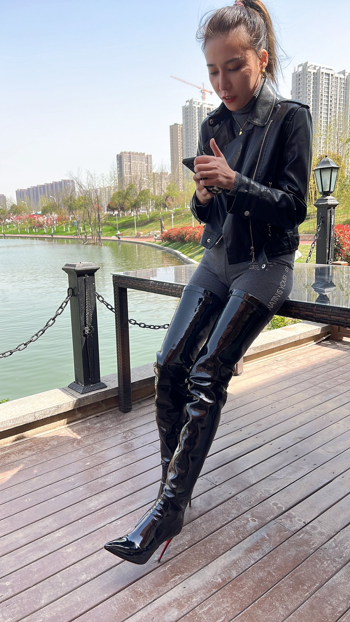 Oriental Boots Lady Womens Calf High Boots Low Heel Nation Flat