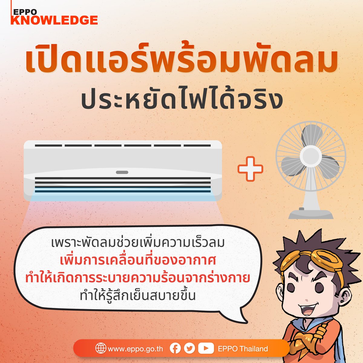 EPPO Thailand on Twitter: "EPPO KNOWLEDGE : เปิดแอร์พร้อมพัดลม ช่วยประหยัดไฟได้จริง!! > Read ...