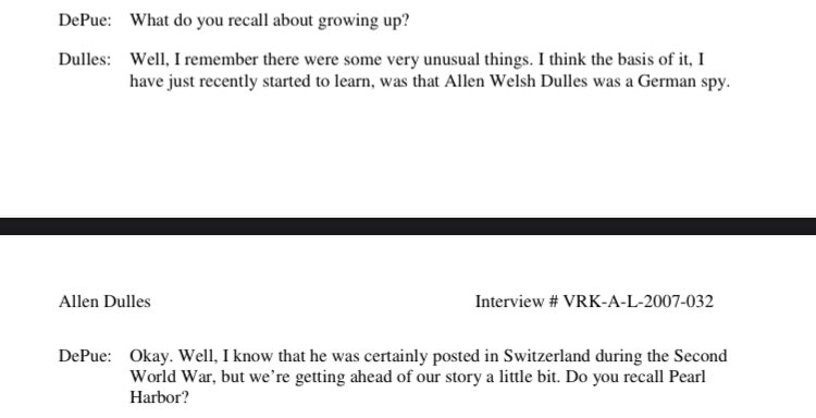 Y’know, if you’re interviewing Allen Dulles Jr and he mentions multiple ...