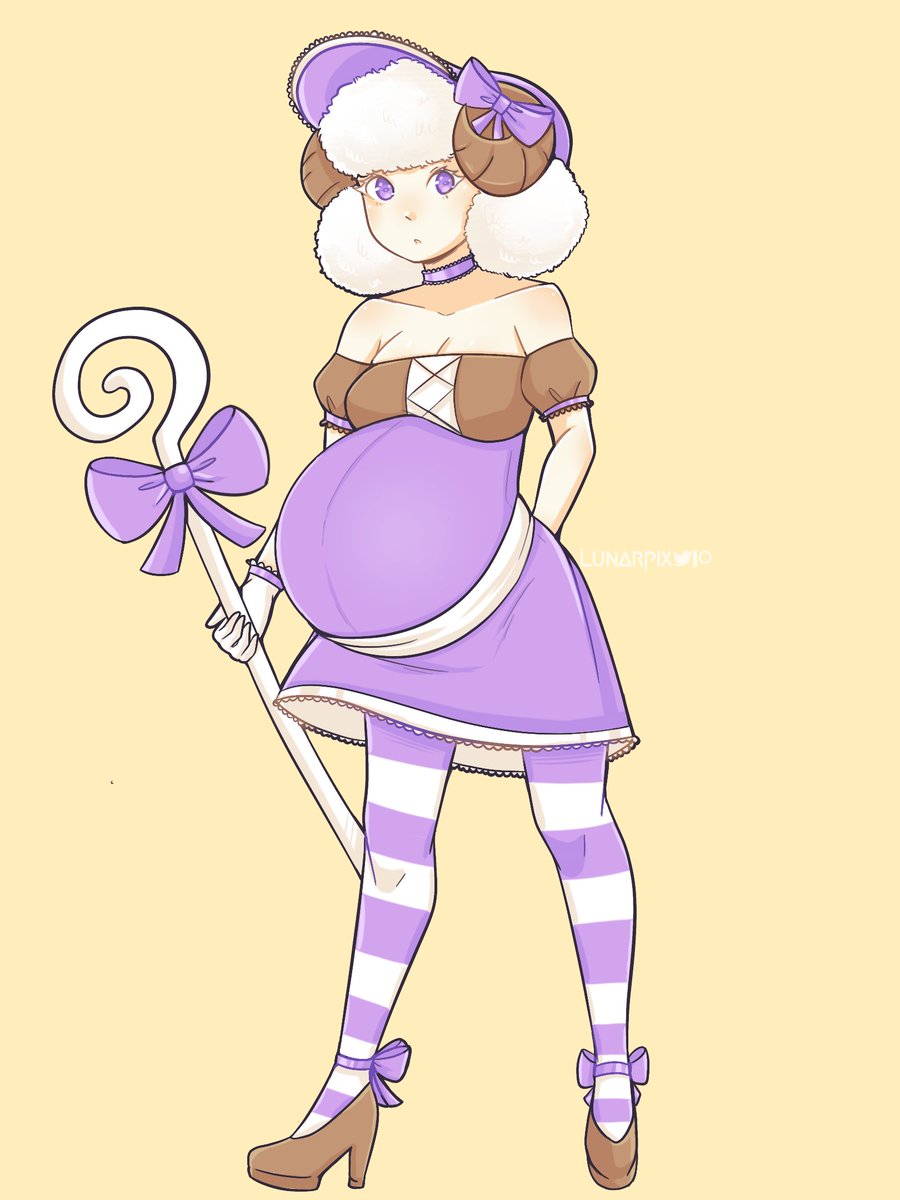 Luna on Twitter: "Phoebe 💜 Bahhh Comm for @preggopixels #pregnant #pregnantart"