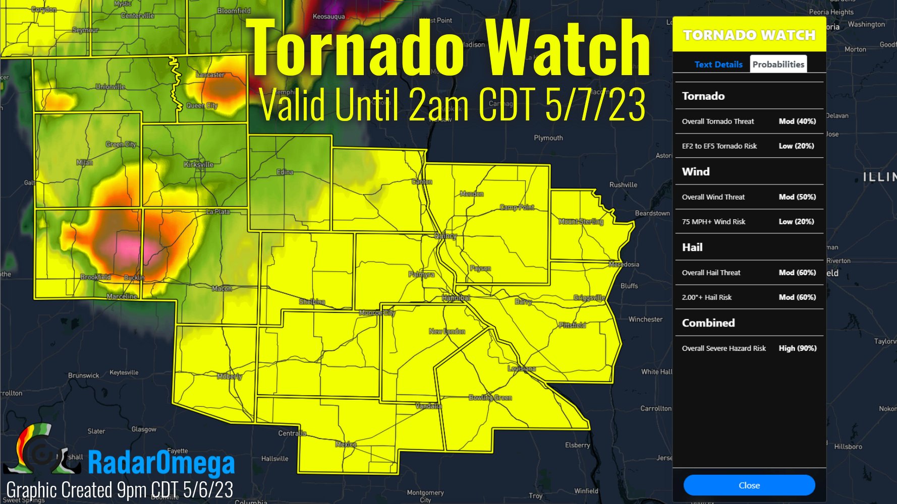 RadarOmega on Twitter: "A new tornado watch has been issued for portions of Missouri and ...