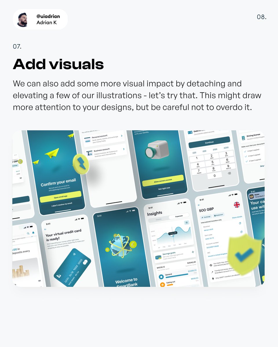 How to make your UI designs pop! 💥 - Thread from UI Adrian @uiuxadrian - Rattibha