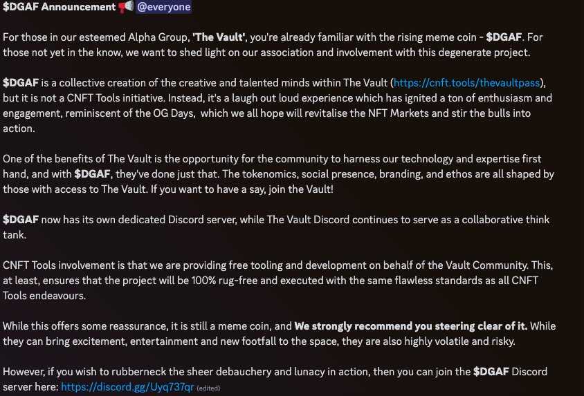 CNFT Tools on Twitter: "$DGAF Presale CNFT Tools will be overseeing the development of the ...