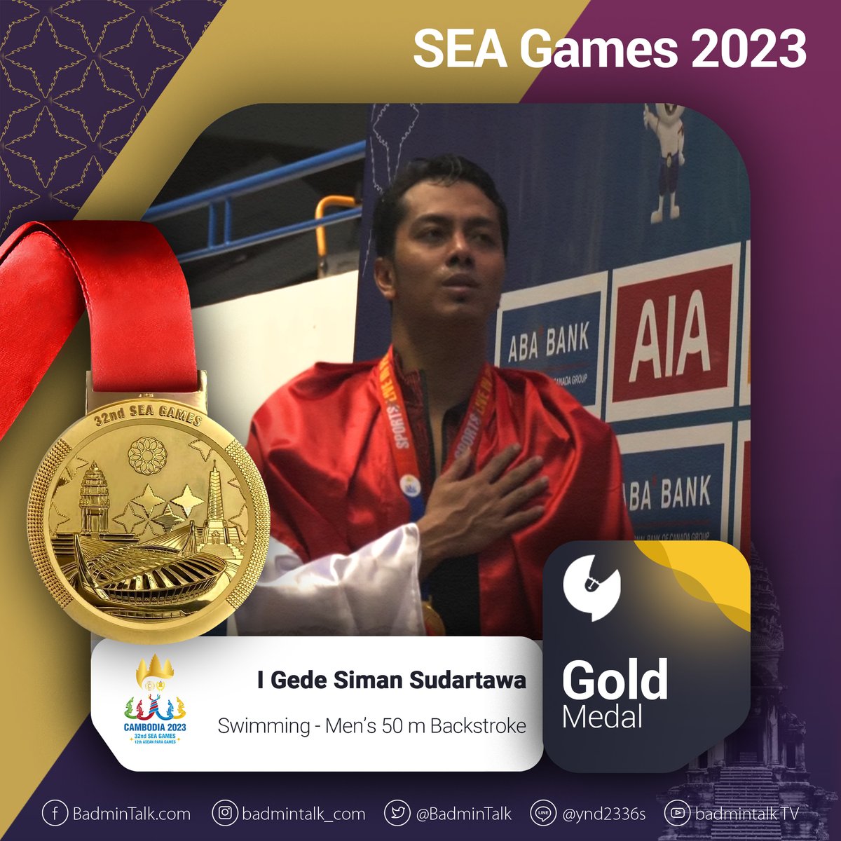 Badminton Talk on Twitter: "FIFTEENTH GOLD MEDAL for Indonesia at #SEAGames32! Swimming - Men's ...