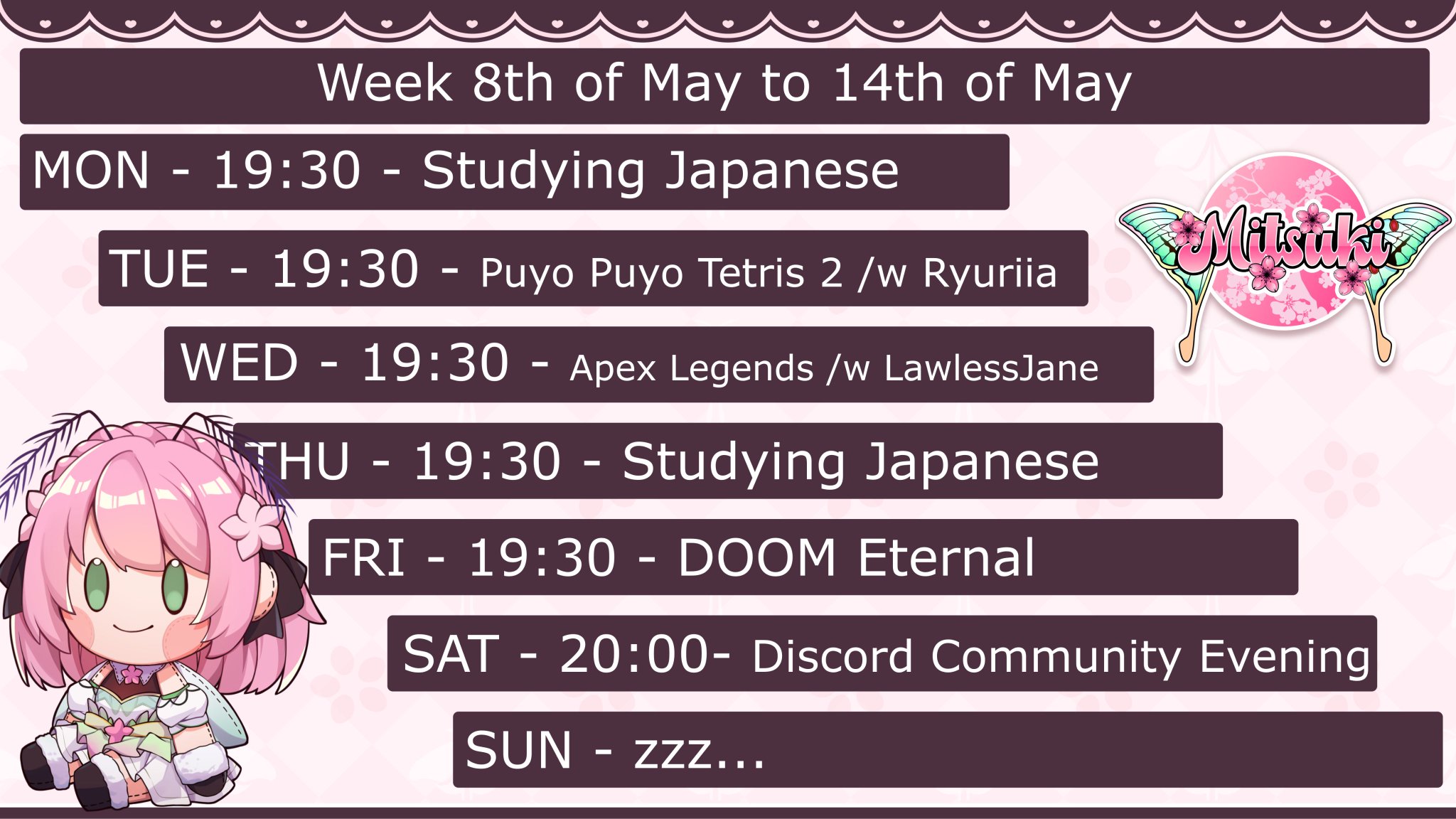 Mitsuki🌙🌸 on Twitter: "it's a me! Another schedule! On Tuesday I will be playing Puyo Puyo ...