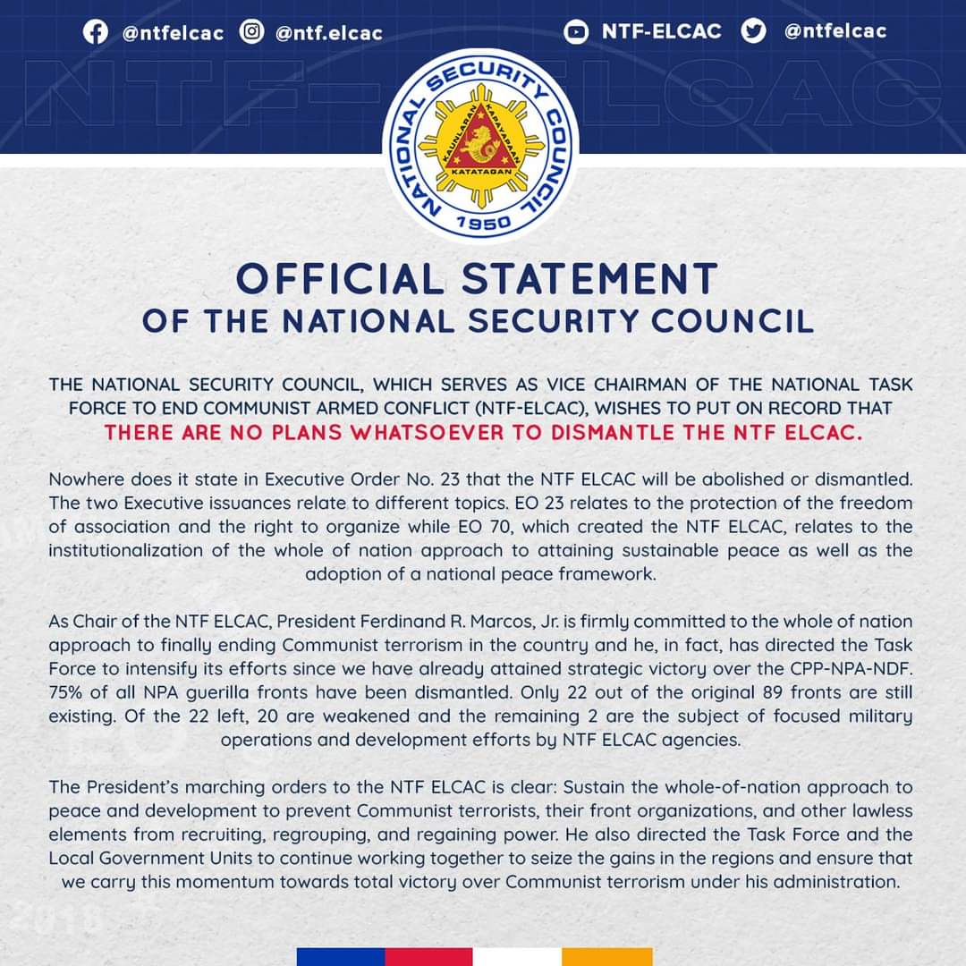 SMNI News on Twitter: "There are no plans whatsoever to dismantle the NTF-ELCAC — National ...