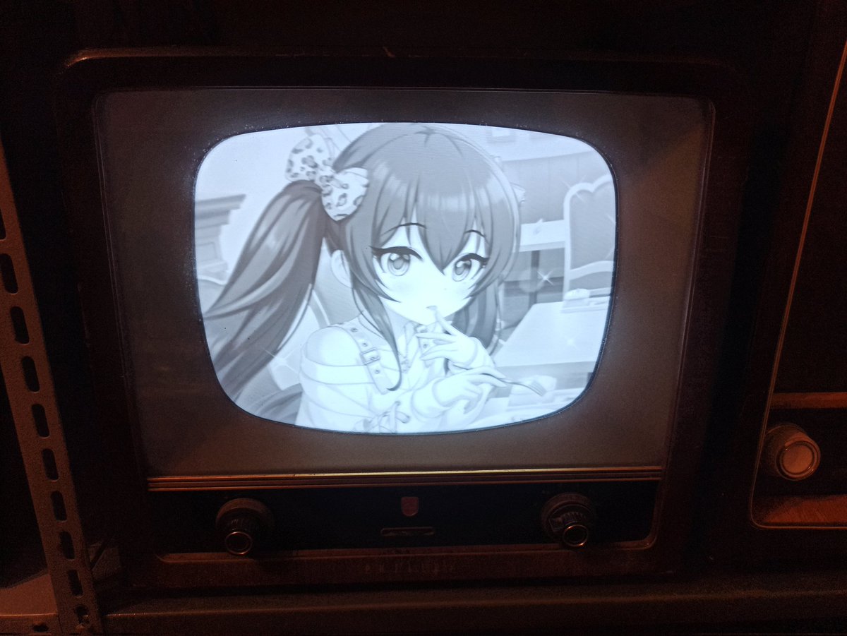 I put waifus on a vintage TV on Twitter: "Risa Matoba - The Idolmaster U149 Philips 17TX120U - 1955"