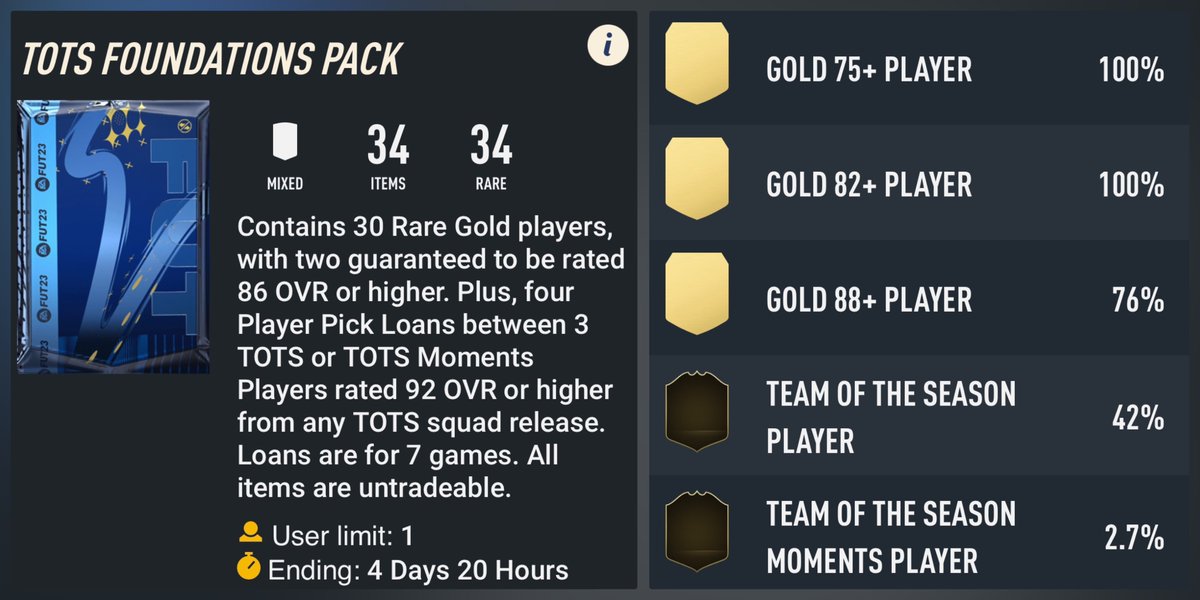 IconSquadGaming on Twitter: "New Store pack…42% TOTS probability 200K/1000FP….Who’s about to Degen?"