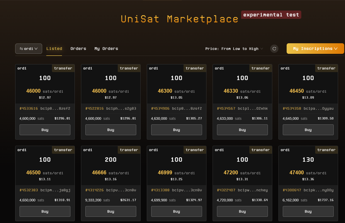 Hüseyin Tekin 🧙🏽‍♂️ on Twitter: "👉 The first listing of brc20 tokens just happened. $ordi listed ...
