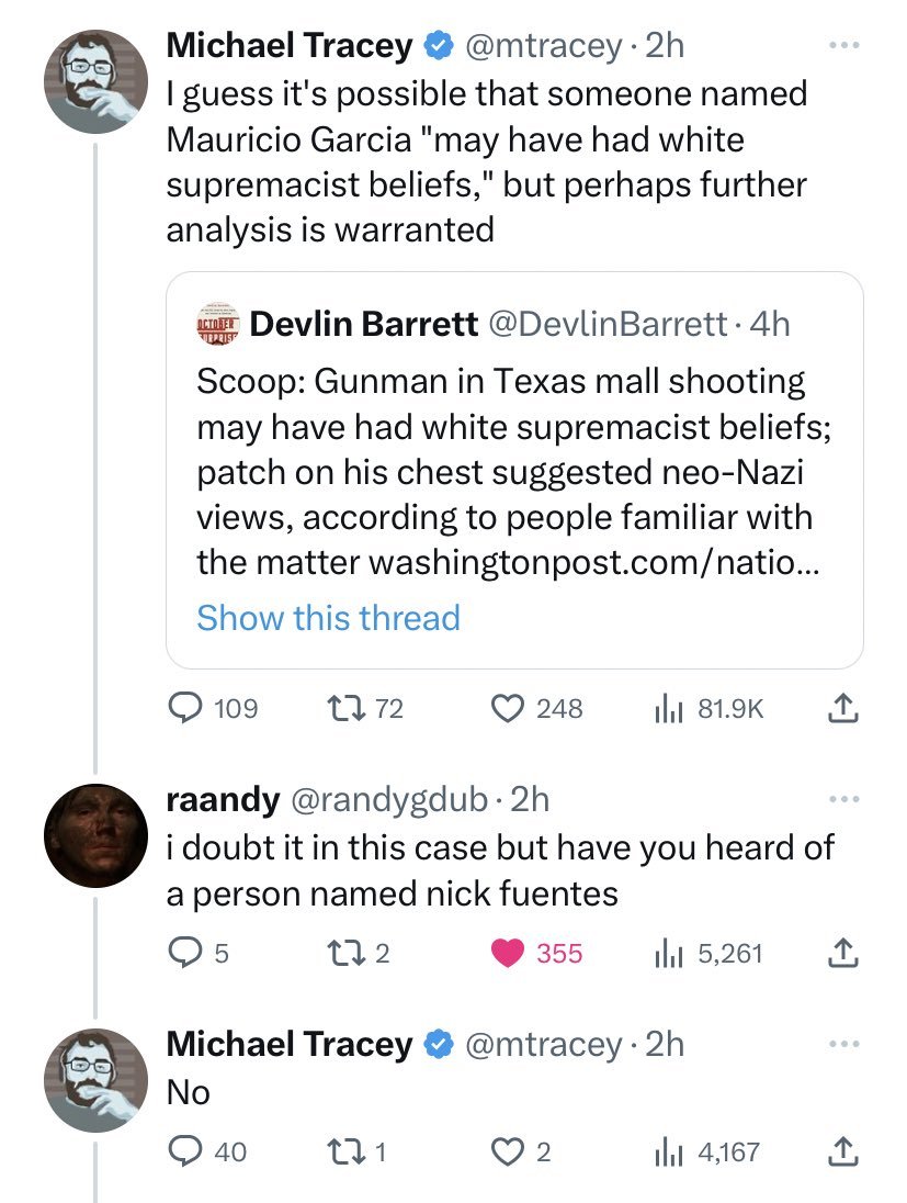 The Serfs on Twitter: "Matt Binder pointed out that Michael Tracey got caught in a ridiculous ...
