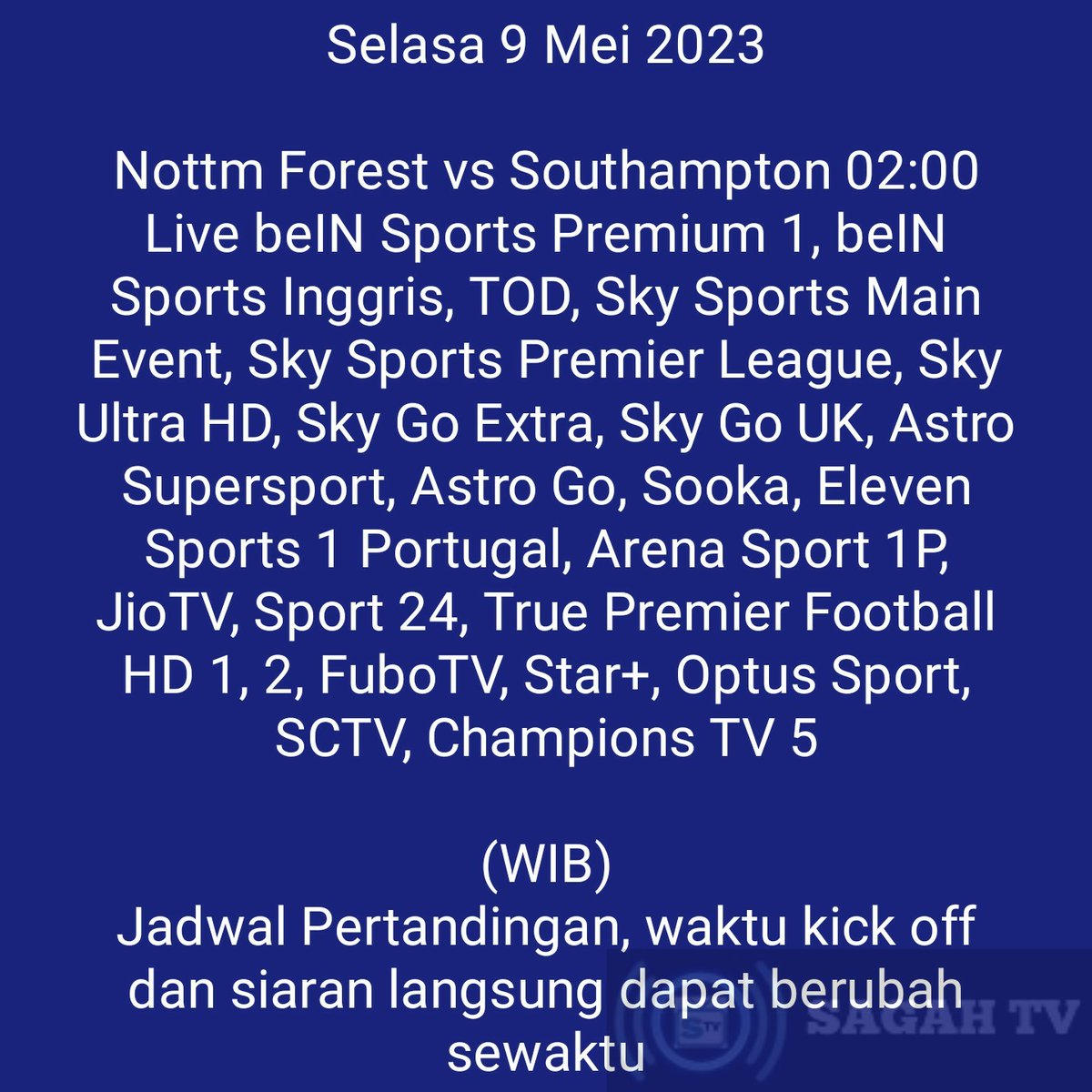 sagahtvlive on Twitter: "RT @sagahtvlive: #Jadwal Siaran Langsung :EPL :Serie A Italia :Primeira ...