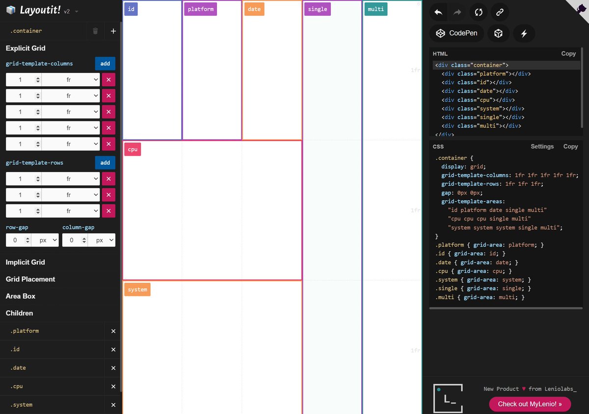 hiyohiyo@G's Tokyo DEV25 on Twitter: "Layoutit! https://grid.layoutit.com でサクッと作ってみました！"