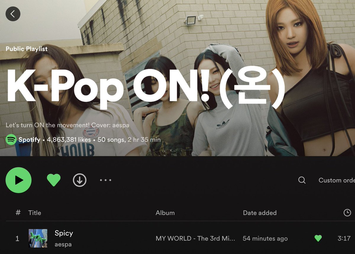 aespa on Spotify 🌶️ on Twitter: ""Spicy" is #1 on K-Pop ON! (4.8M) Spotify playlist with @aespa ...