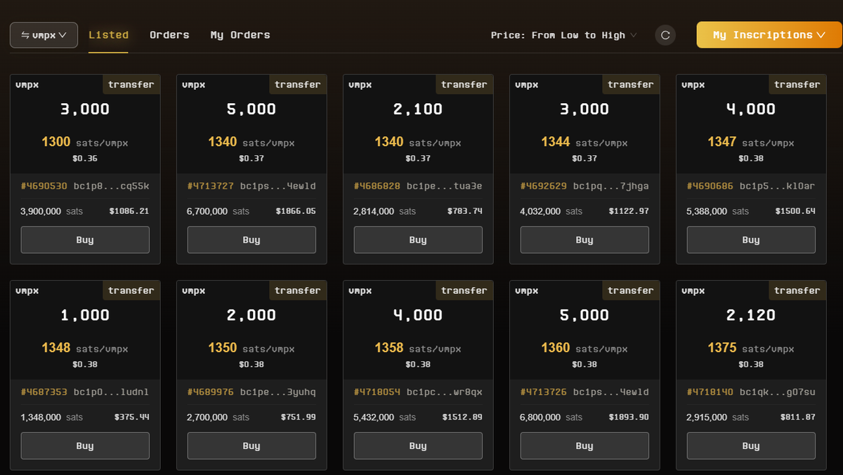 梭哈比特币.eth on Twitter: "$VMPX 持有者超越了 $ORDI 昨晚发的时候mint 30刀成本 也翻3倍了"