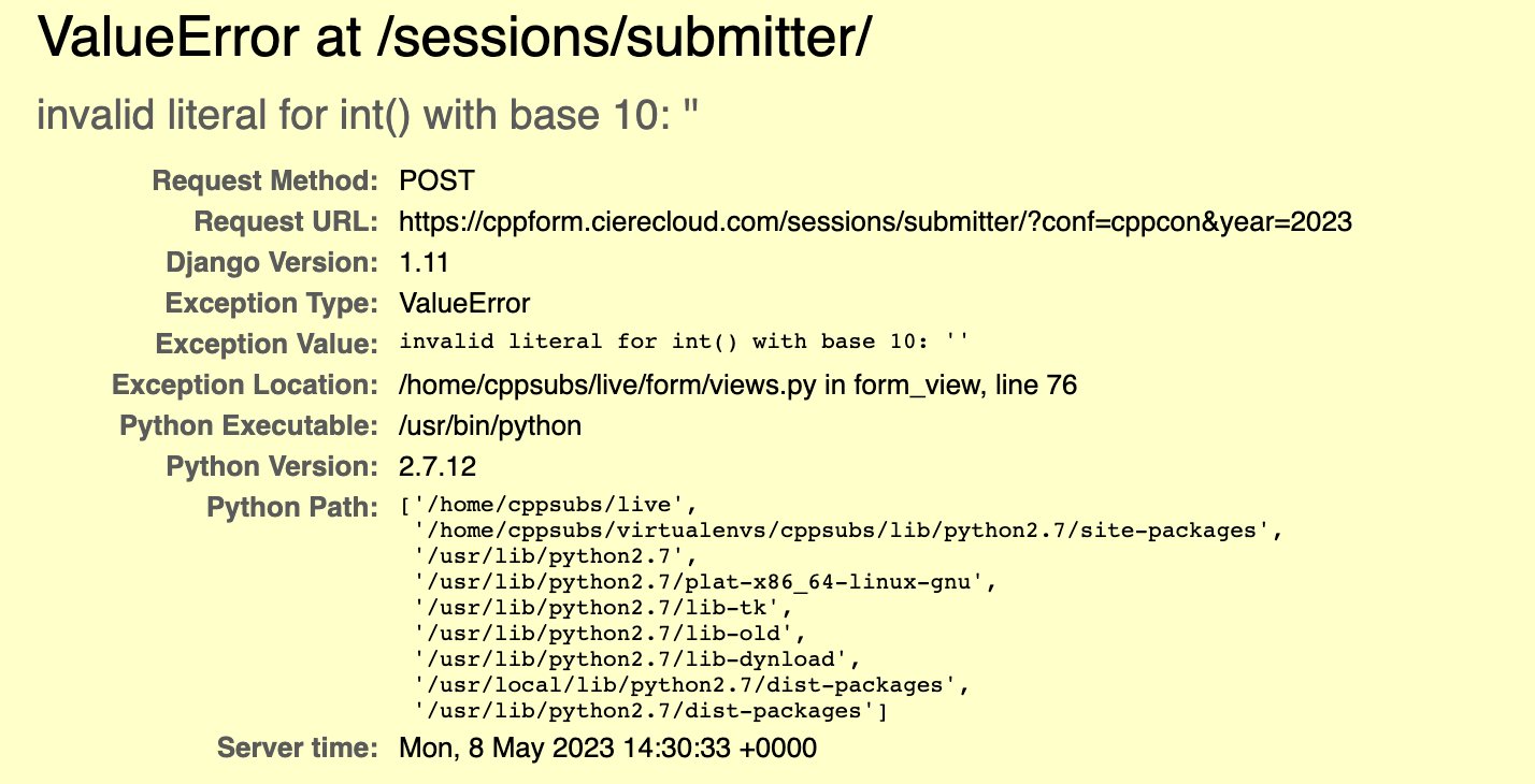 Denis Yaroshevskiy on Twitter: ".@CppCon - the submission form seems to be erroring out: https ...