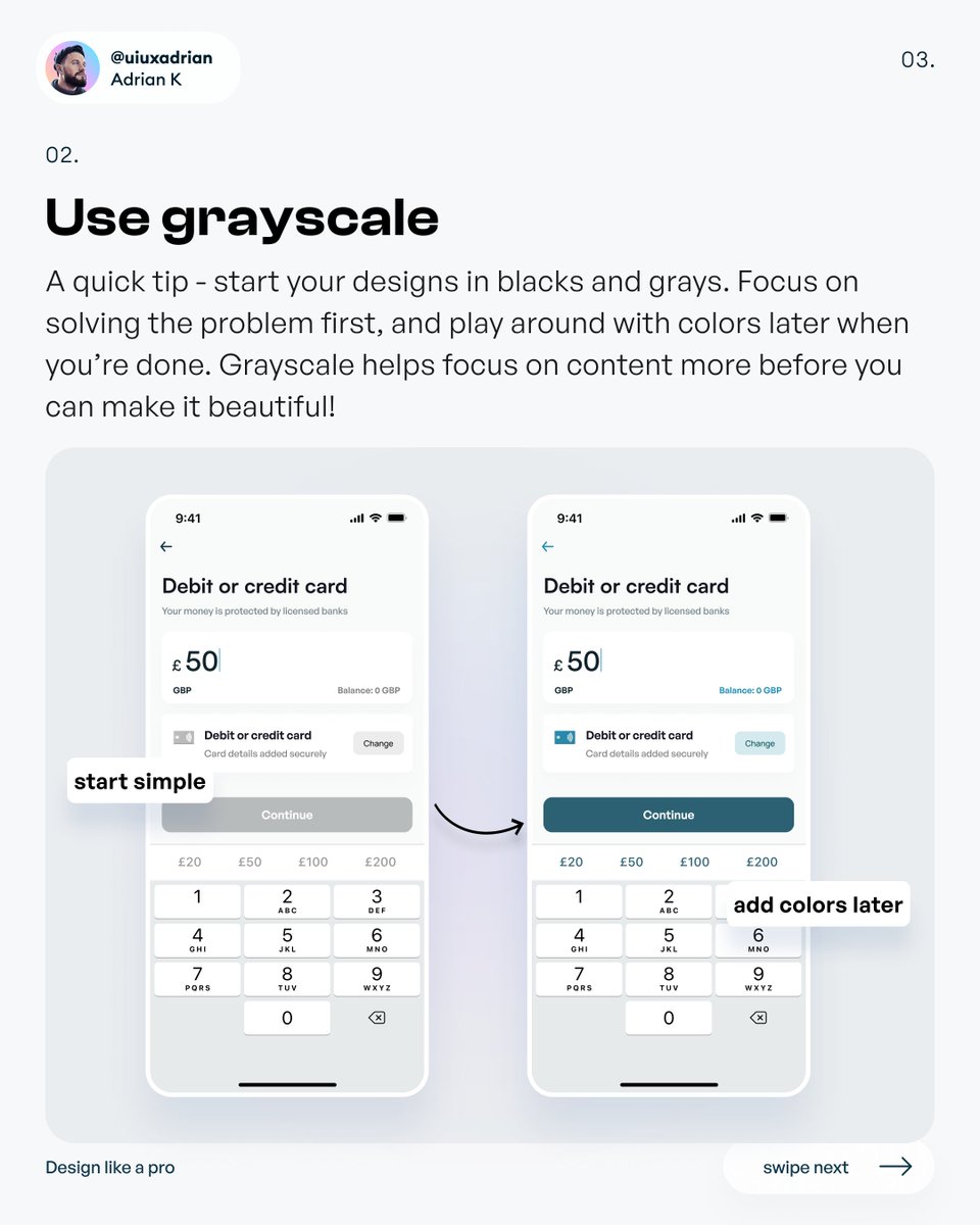 How to master clean UX/UI app design visuals (image thread)👇 - Thread from UI Adrian @uiuxadrian ...
