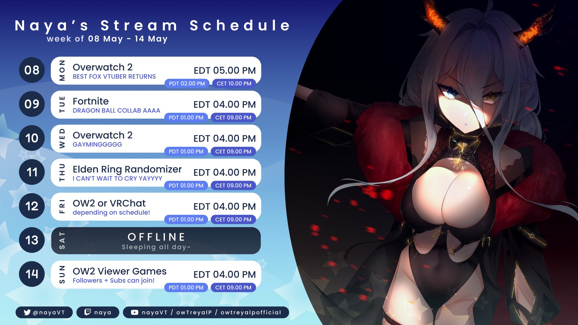 Naya 🦊🐉 on Twitter: "🦊THE #1 OW2 FOX VTUBER RETURNS!...according to my mom 🦊 May 8 - May 14 We ...