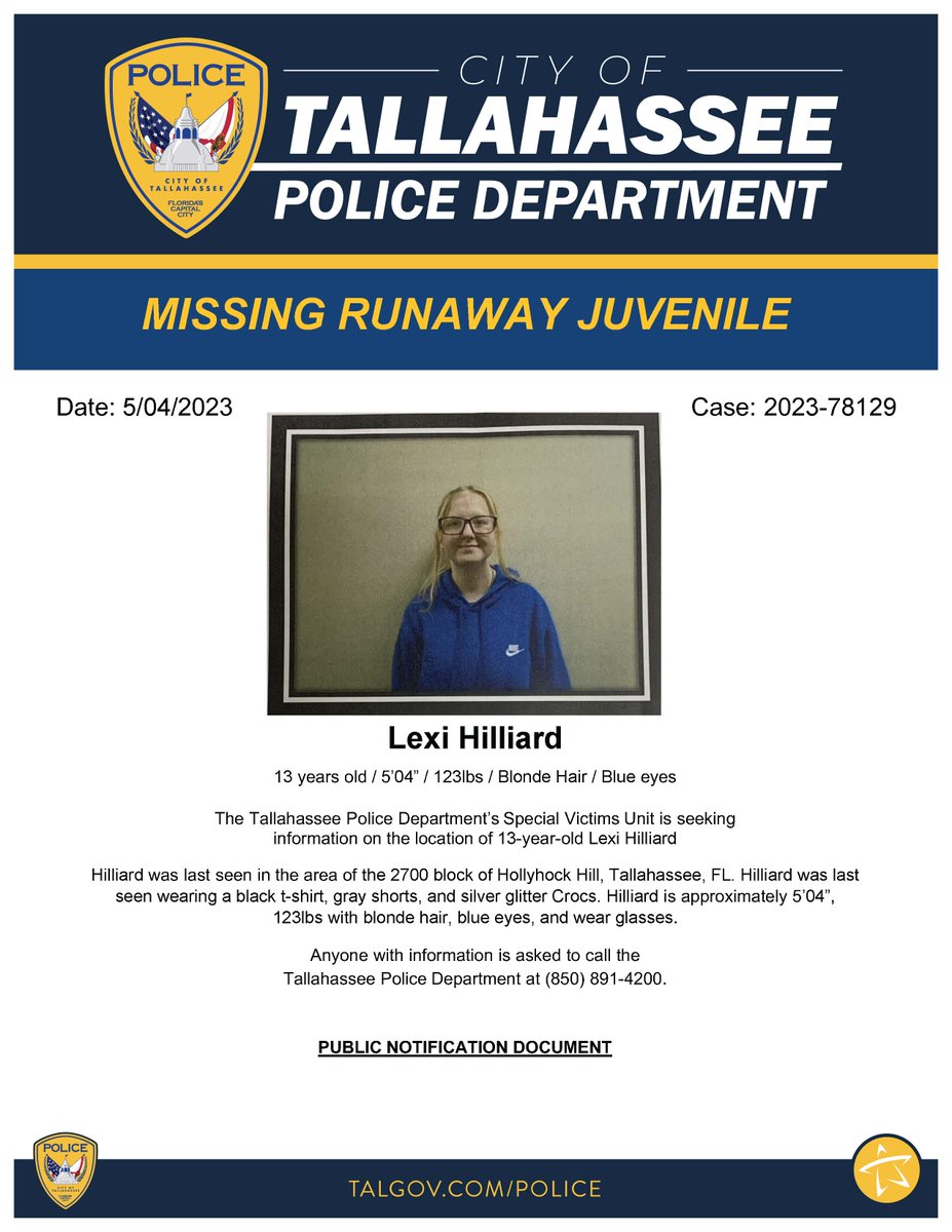 Tallahassee Police On Twitter Please Share To Help Locate This