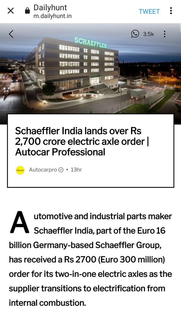 Nirav S. Karia on Twitter: "Schaeffler... Impressive 👌👍 https://m.dailyhunt.in/news/india ...