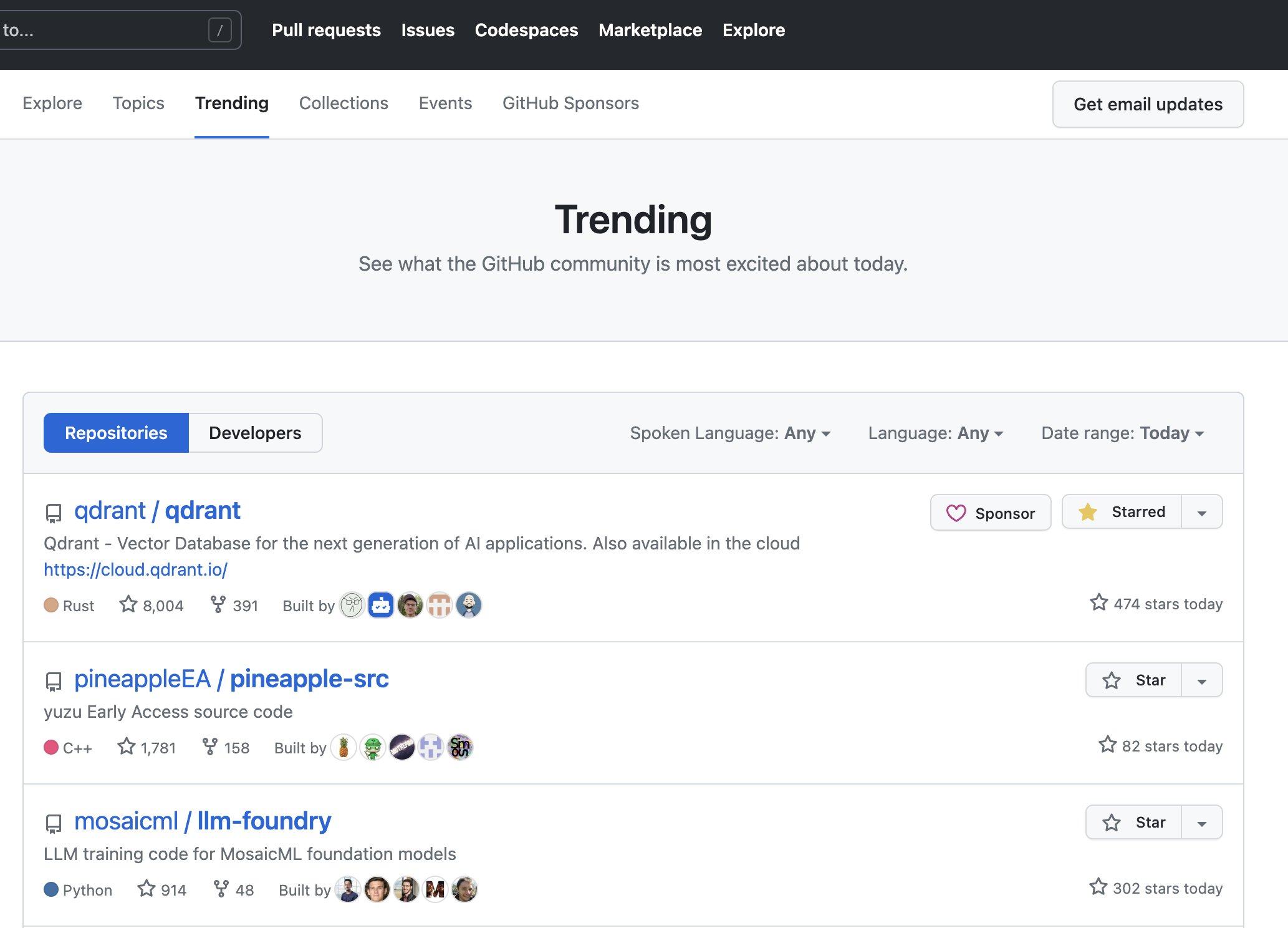 Qdrant on Twitter: "Qdrant engine repository is #1 on the worldwide GitHub trending list today ...