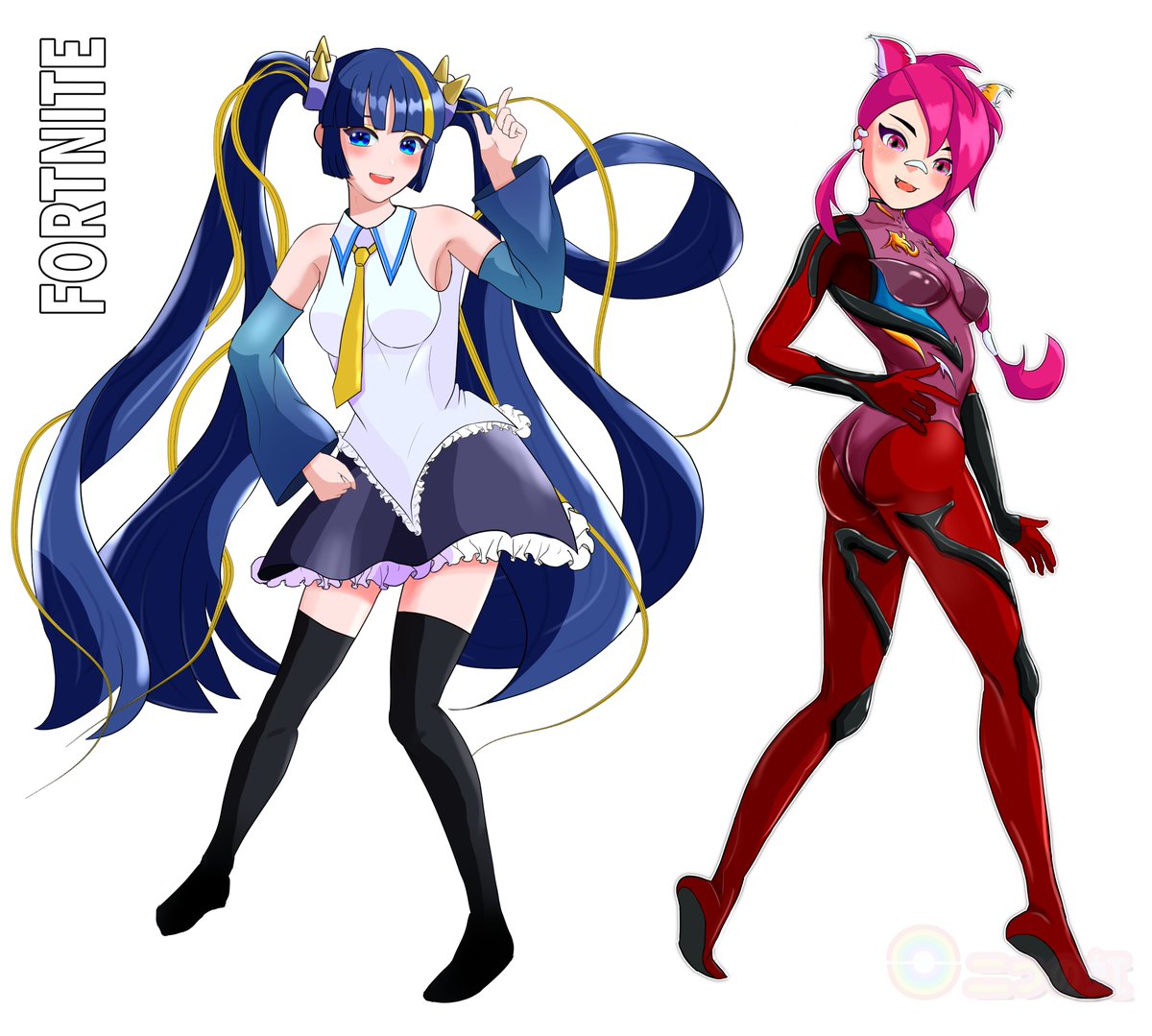 二つの虹 On Twitter エリサとレノックスローズ トリミング前の全身イラスト Whole Body Illustration