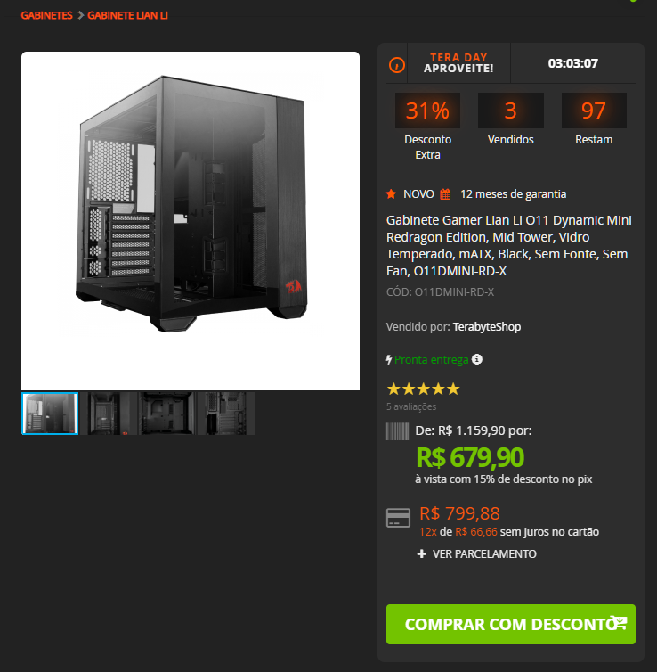 PC Build Wizard on Twitter: "O gabinete do Adm! Lian Li O11 Dynamic Mini Redragon Spec, Black ...