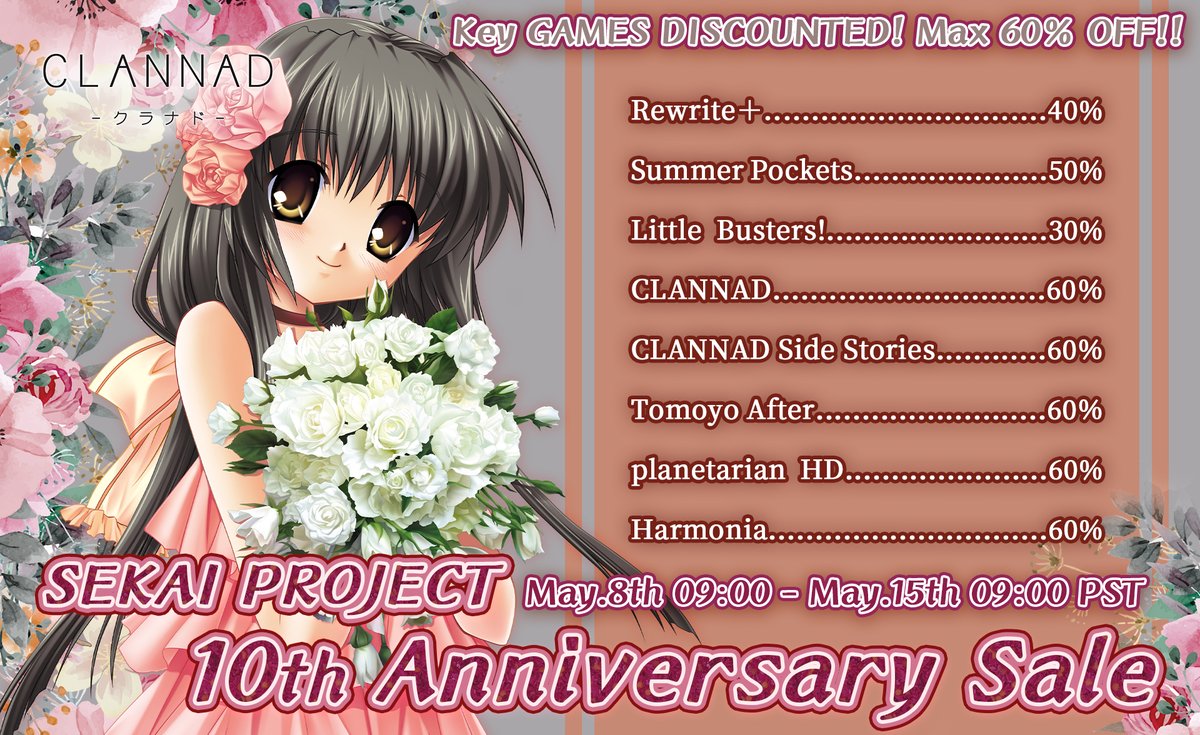 VISUAL ARTS Co.,Ltd. on Twitter: "【Sekai Project 10th Anniversary Sale】on Steam till May 15 ...