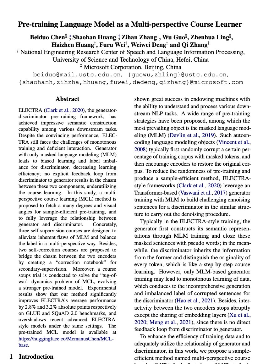 AK on Twitter: "Pre-training Language Model as a Multi-perspective Course Learner abs: https ...