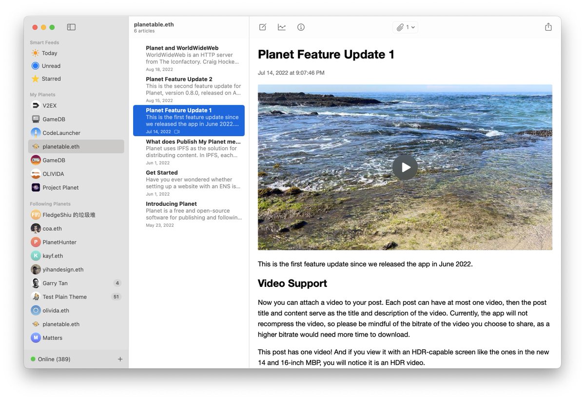 宝玉 on Twitter: "#开源项目推荐：Planet 一个去中心化的，可以运行在你自己的Mac电脑上的博客和网站系统，可以本地建立一个博客并将其发布到IPFS，内置本地IPFS节点 ...