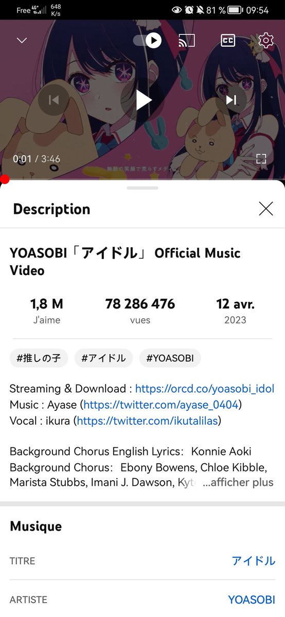 Yohannlilo on Twitter: "THREAD : "idole" de Yoasobi, la musique de tous les records ! Aujourd ...