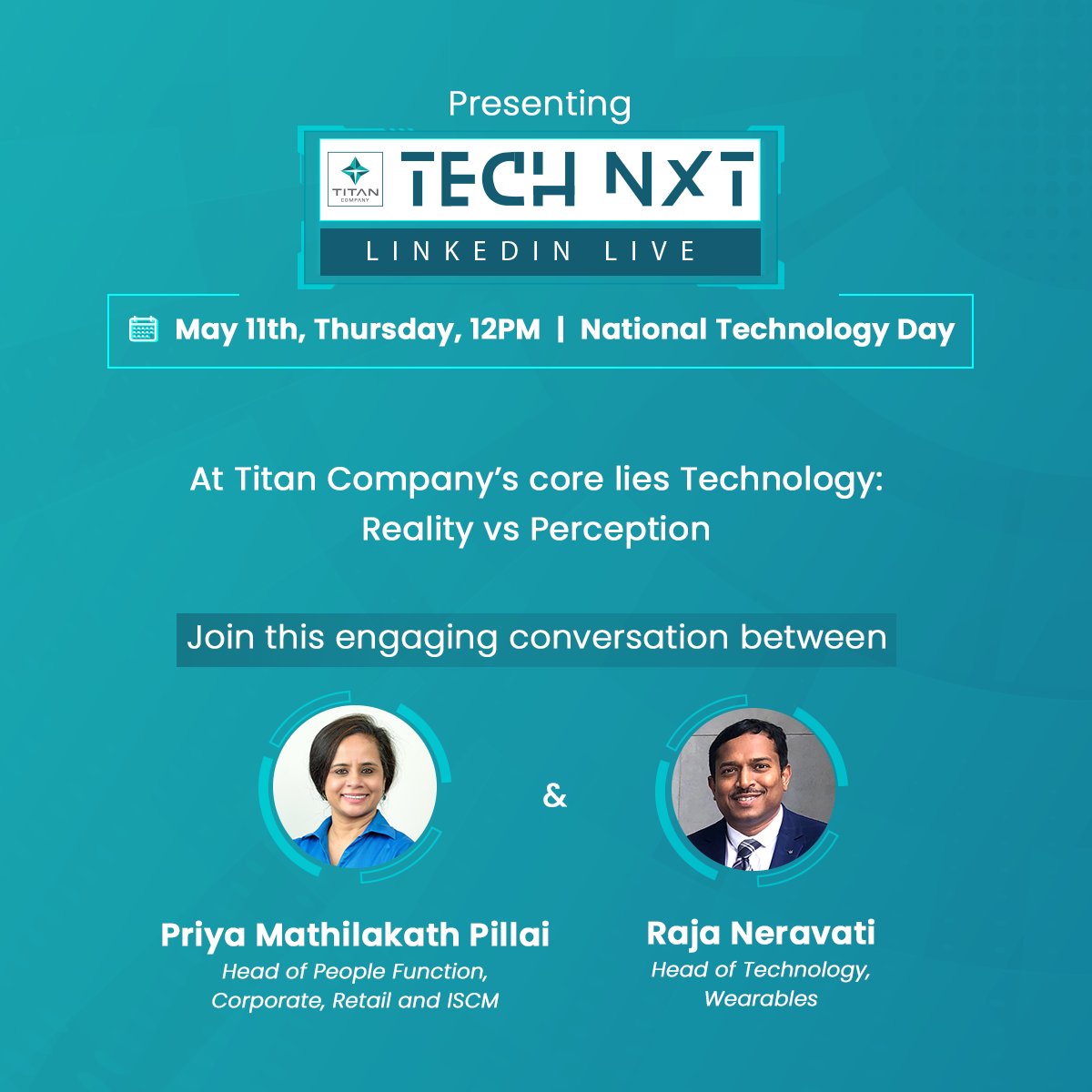 Titan Company Limited on Twitter: "This National Technology Day, we are hosting a LinkedIn Live ...