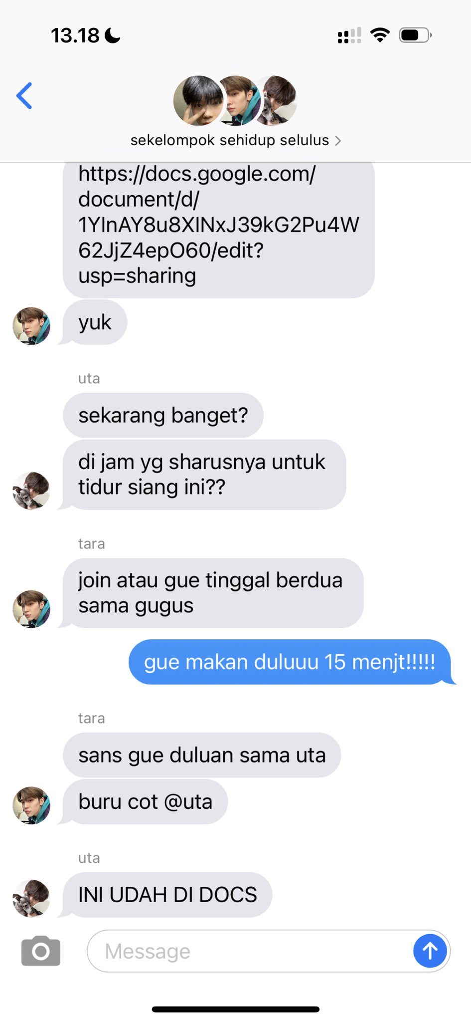 ♡ʕ ᴥ ʔ on Twitter: "waktu gusti join 𝗚𝗼𝗼𝗴𝗹𝗲 𝗗𝗼𝗰𝘀-nya, uta sama tara lagi ngobrol—tapi gusti ...