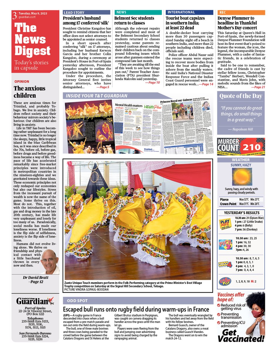 Cnc3tv On Twitter Trinidad And Tobago Guardian Tuesday 9 May 2023