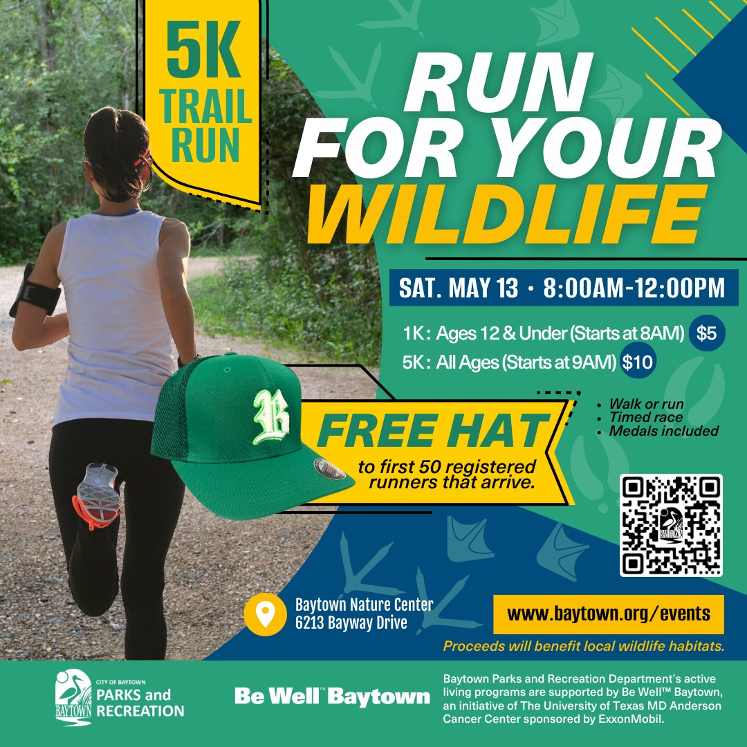 City of Baytown, TX on Twitter: "Sign up for the 5k trail run at the Nature Center. The 1st 50 ...