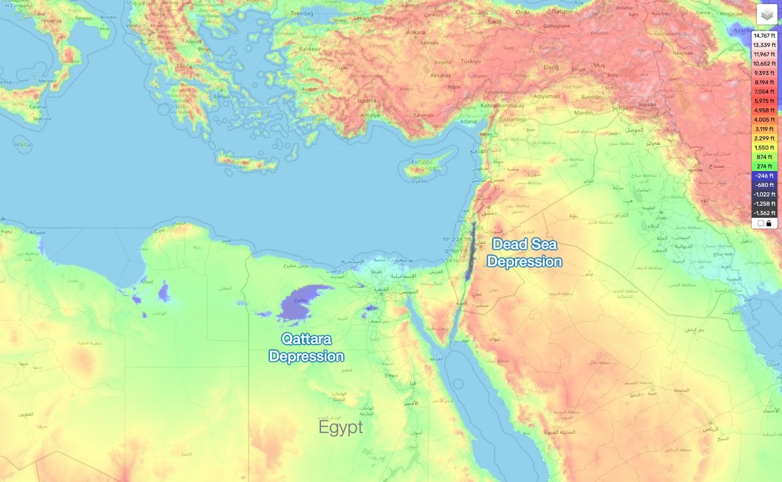 Qattara Depression Map
