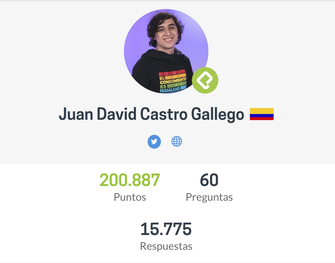 💚🚀JuanDC: Juan David Castro ⚡️👨‍💻 ⚛️ on Twitter: "Llegué a 200K puntos de Platzi Rank 🎉 Es una ...