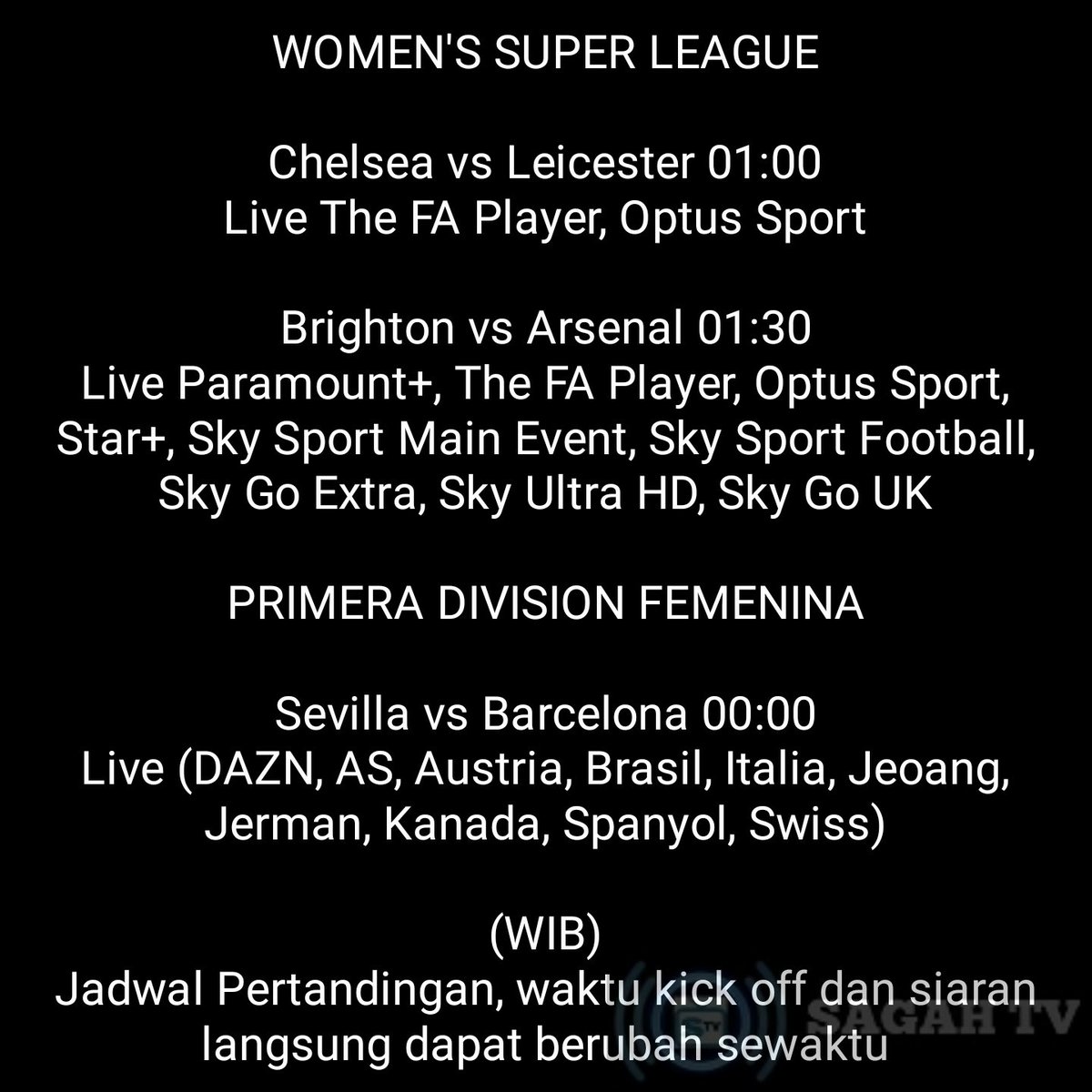 sagahtvlive on Twitter: "RT @sagahtvlive: #Jadwal Siaran Langsung :UEFA Champions League :Women ...