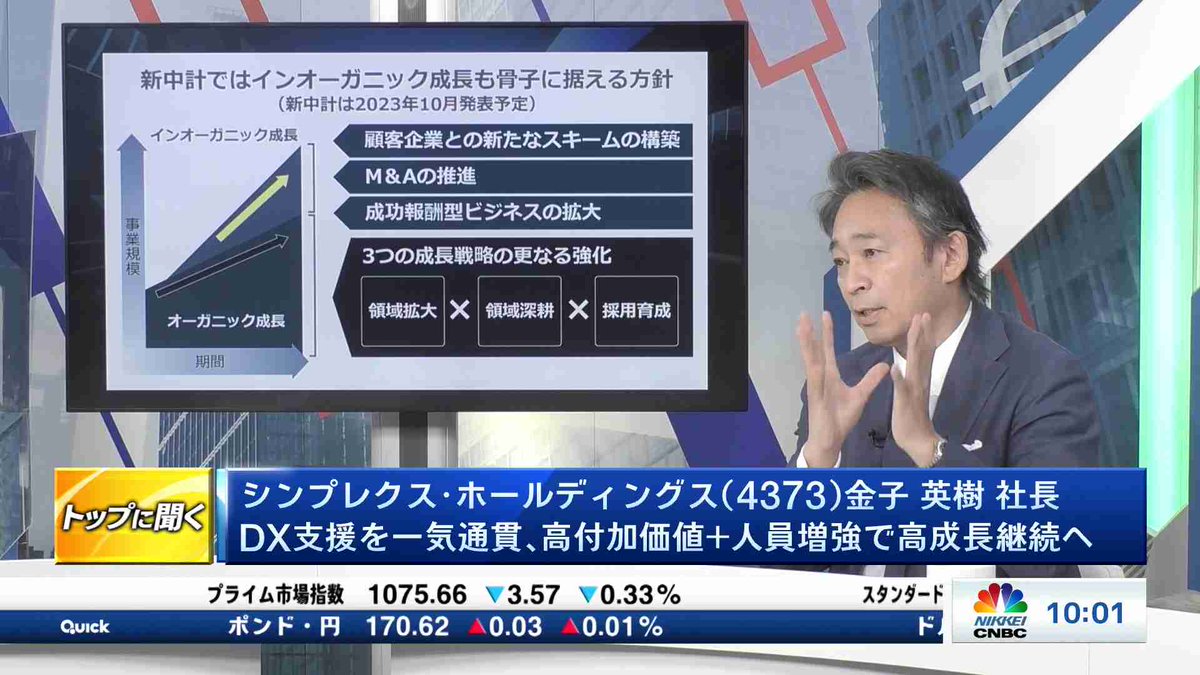 日経CNBC on Twitter: "【DX支援を一気通貫、高付加価値+人員増強で高成長継続へ】「トップに聞く」のゲストは、シンプレクス・ホールディングスの金子英樹社長。成長戦略や競争環境 ...