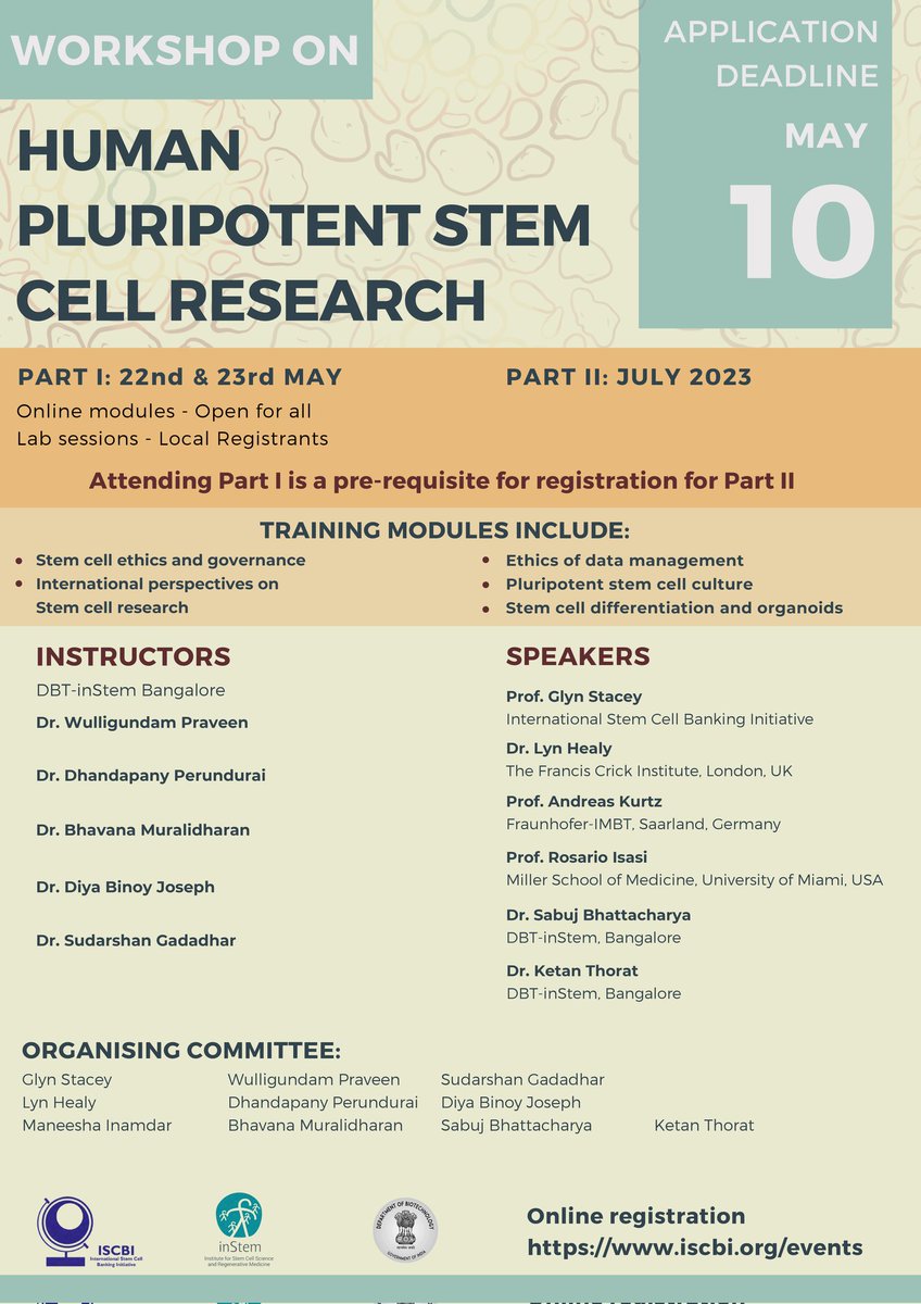 DBT-inStem on Twitter: "@DBT_inStem is co-organizing a Workshop on Human Pluripotent Stem Cell ...