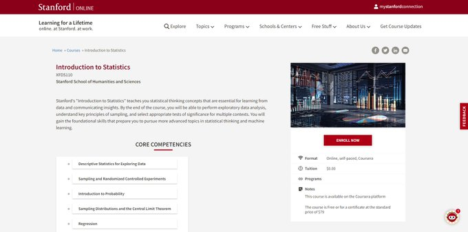 Madza 👨‍💻⚡ on Twitter: "5. Introduction to Statistics This course teaches you statistical ...