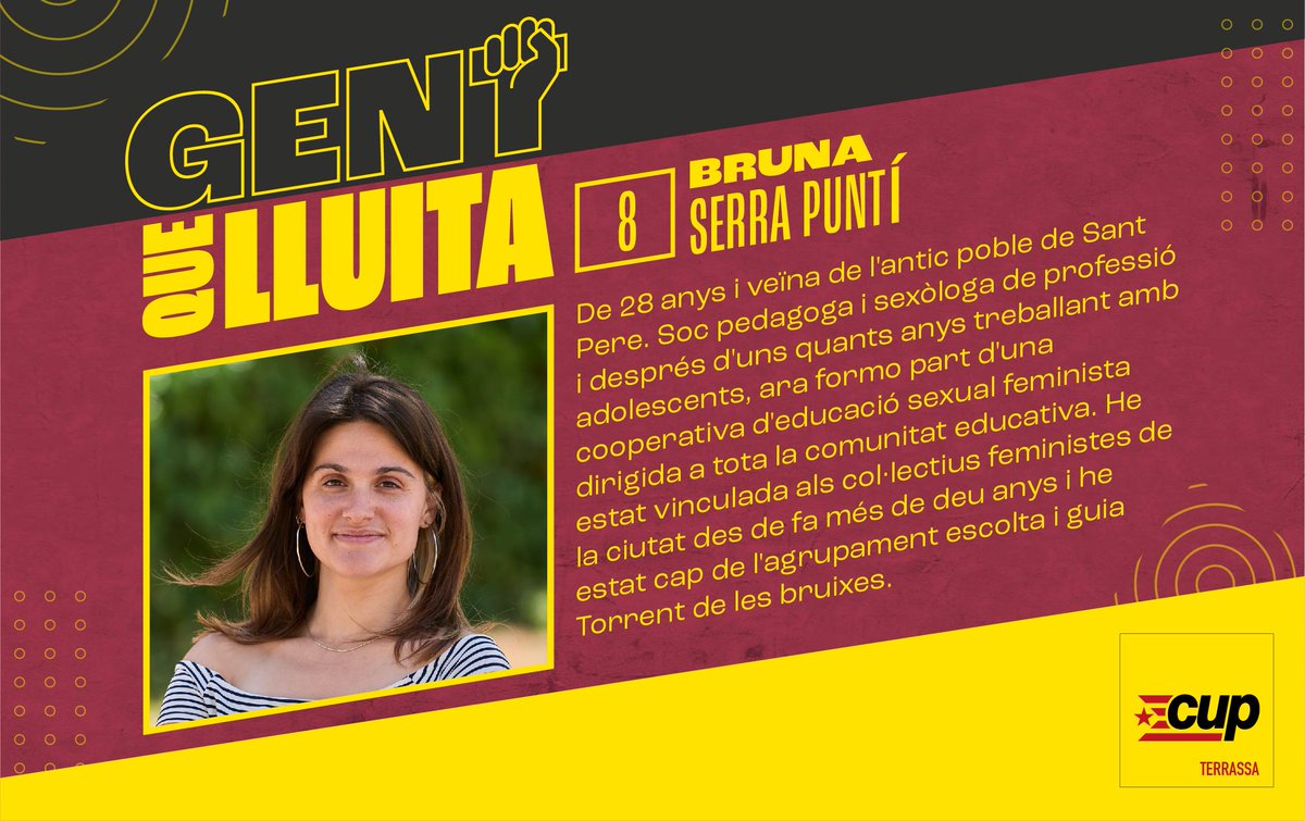Niet Cos #FemRiTA🎗 on Twitter: "RT @CUPTerrassa: 👥Qui és qui? 8⃣La Bruna Serra és una pedagoga i ...
