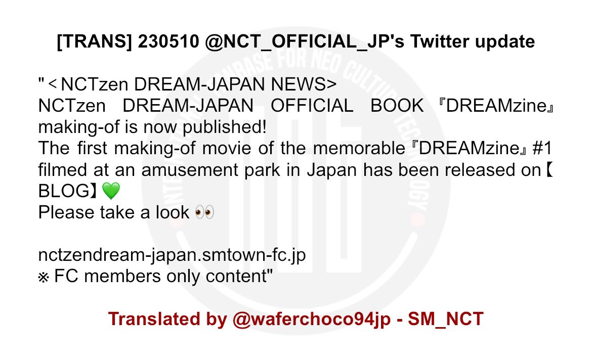SM_NCT on Twitter: "[TRANS] 230510 @NCT_OFFICIAL_JP's Twitter update Translated by ...