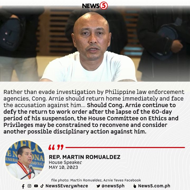 News5 on Twitter: "Ikinabahala ni House Speaker Martin Romualdez ang pag-apply ni suspended 3rd ...