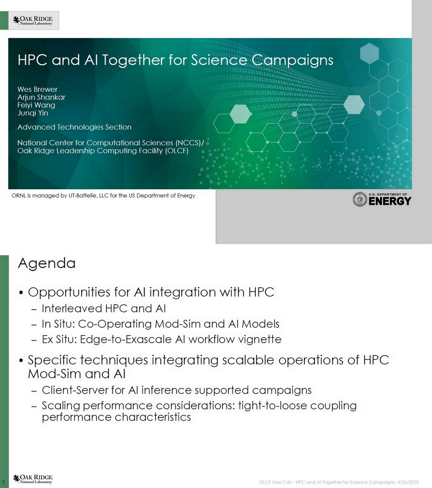 OGAWA, Tadashi on Twitter: "=> "HPC and AI Together for Science Campaigns", OLCF Monthly User ...