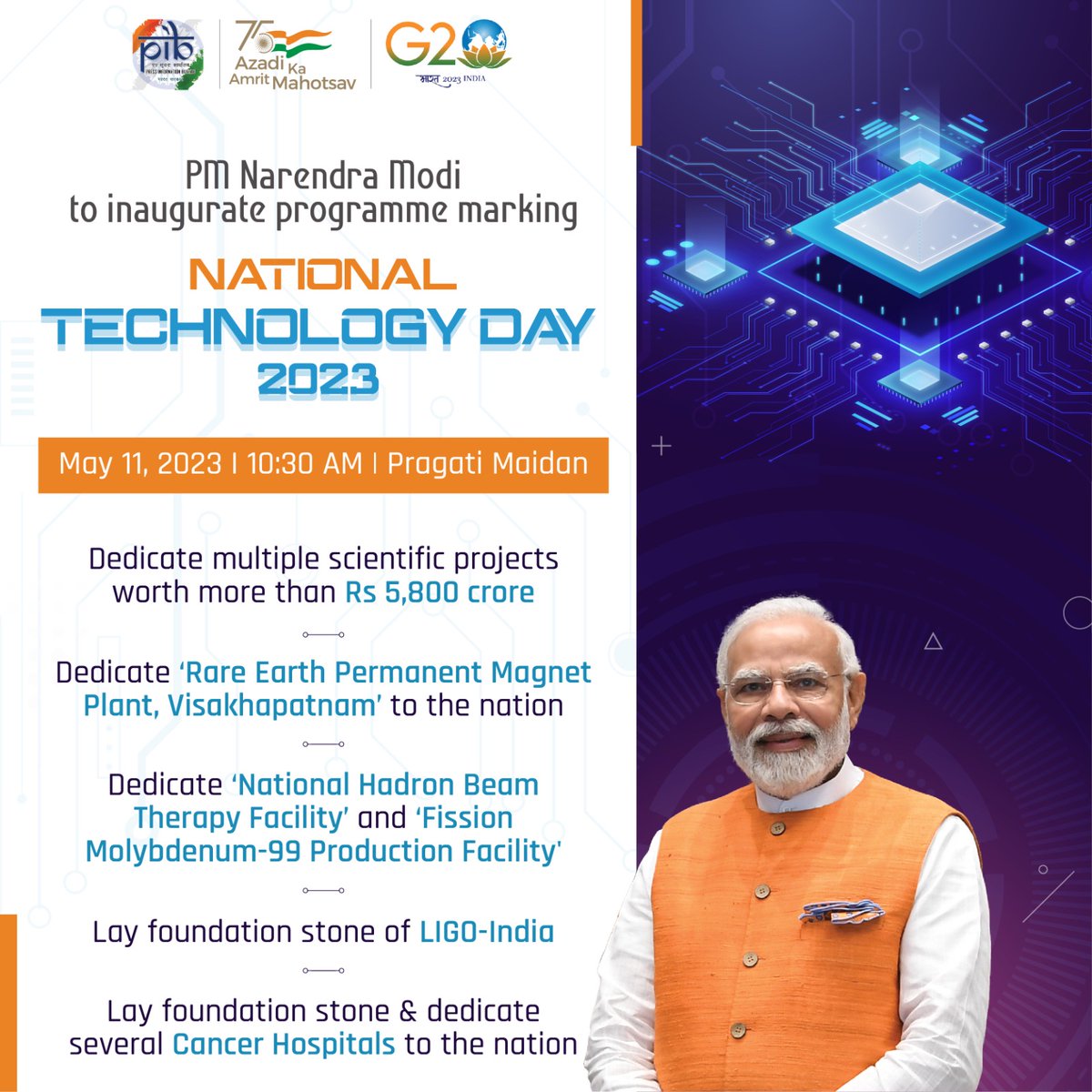PIB India on Twitter: "PM @narendramodi to inaugurate the programme marking National Technology ...