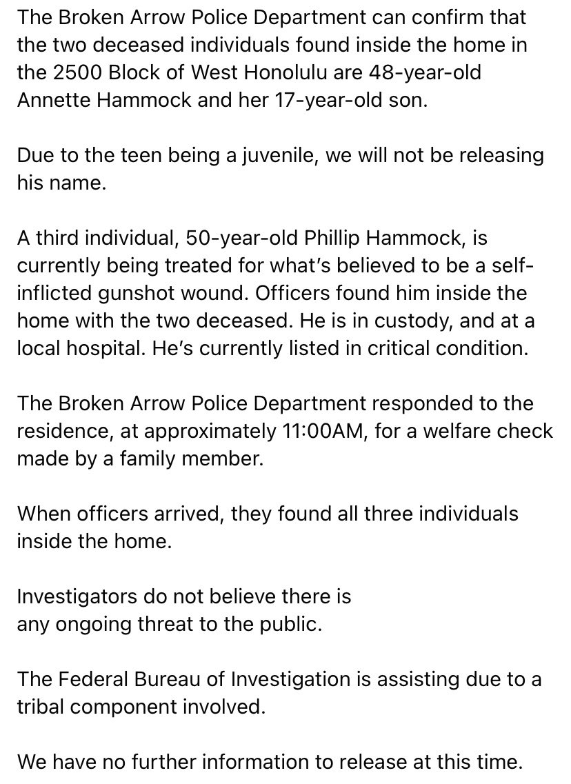 Broken Arrow Police On Twitter Update On Double Homicide