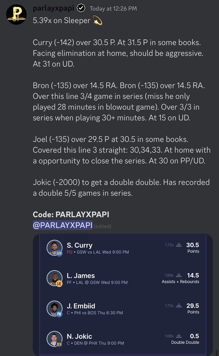 ParlayPapi on Twitter: "5.39x on @SleeperHQ 💫 Code: PARLAYXPAPI for 100% deposit match ⬇️ http ...