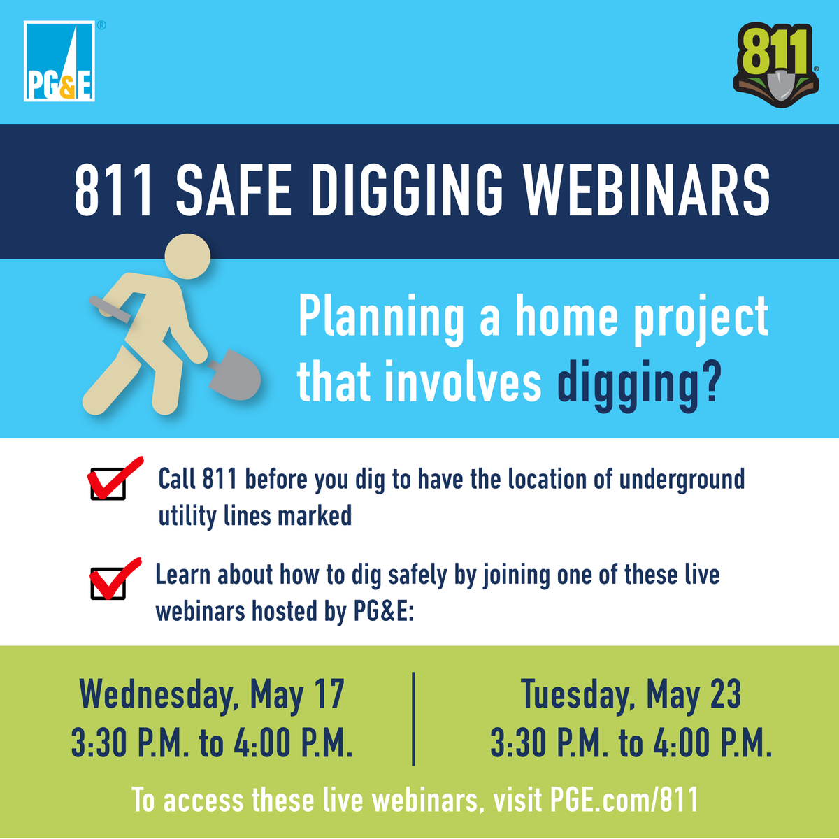 Pacific Gas & Electric on Twitter: "Planning a project around the home that involves digging ...