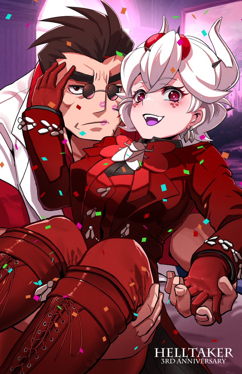 ヘルテイカー 「Happy 3rd Anniversary ! Helltaker! #Hel」|八房のイラスト